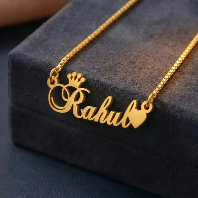 Crown With Heart Name Necklace - Shinefy