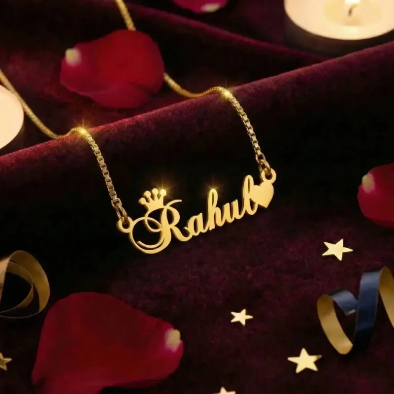 Crown With Heart Name Necklace - Shinefy